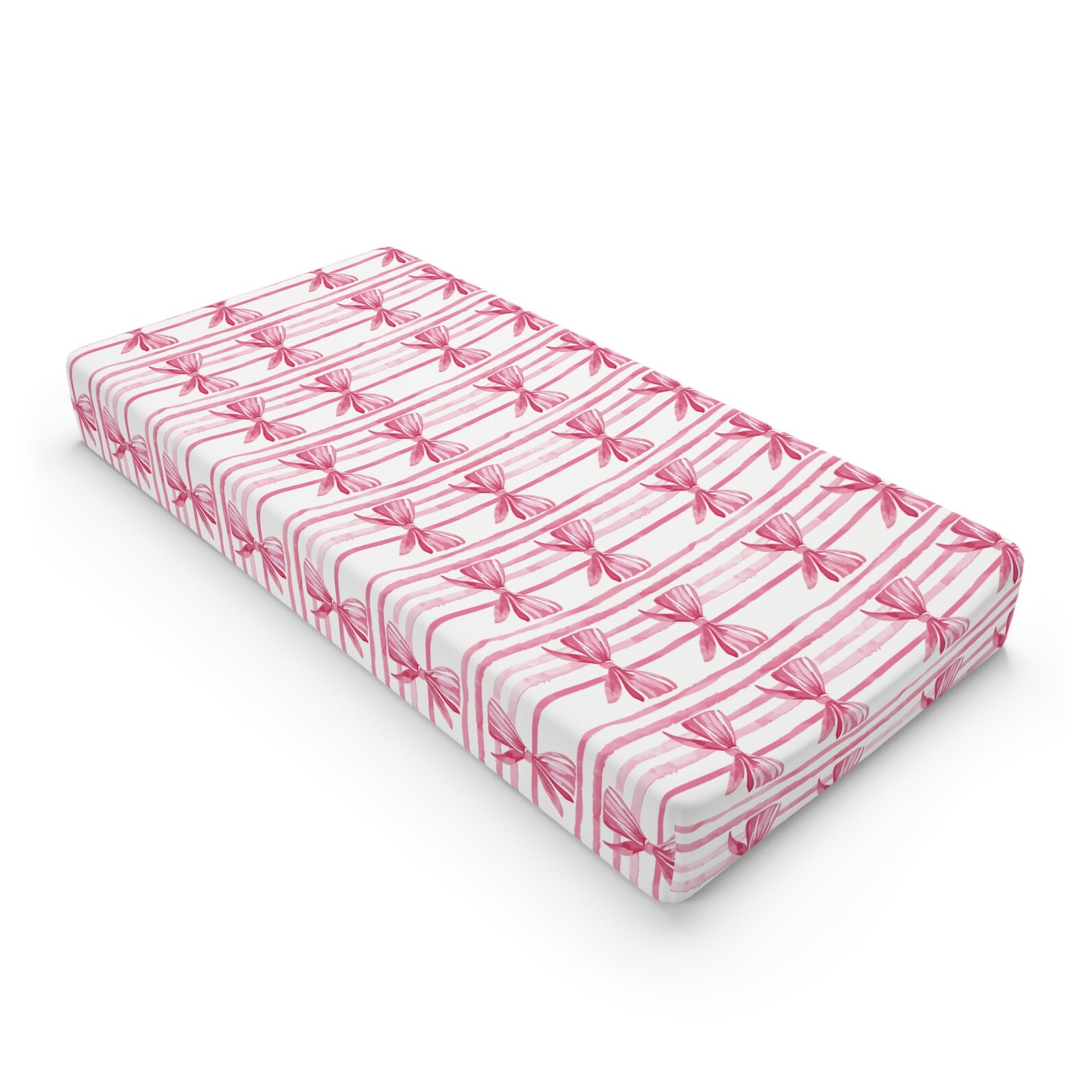 Pink and White Coquette Ribbon Crib Sheet, Bow Diaper Pad Cover, Pink ...