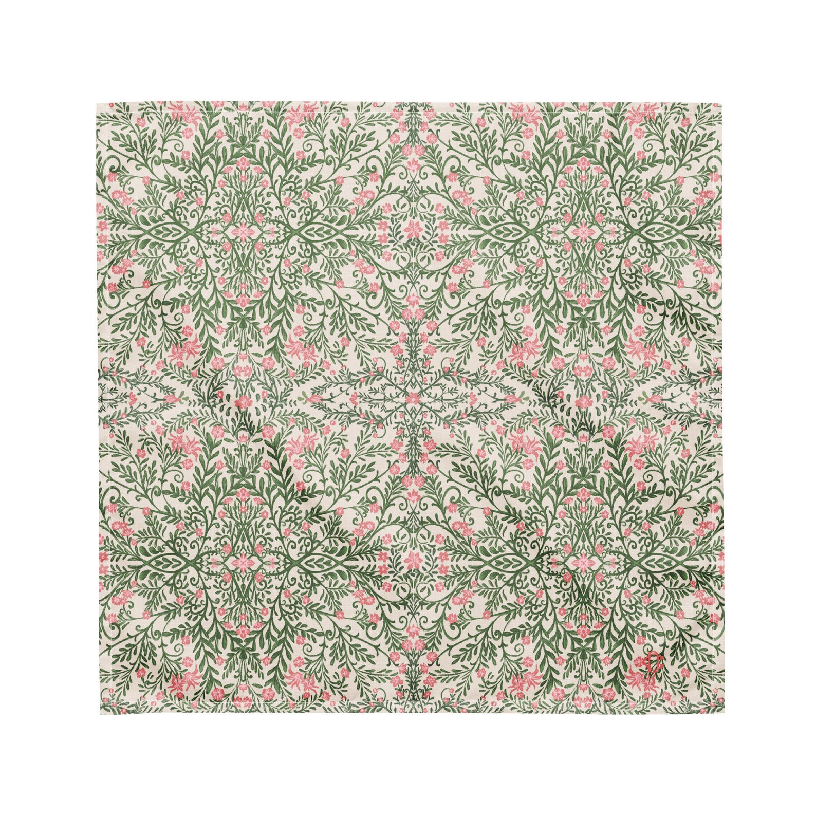 Pink and Green Floral Bandana, Chinoiserie Purse Scarf, Preppy Pattern ...