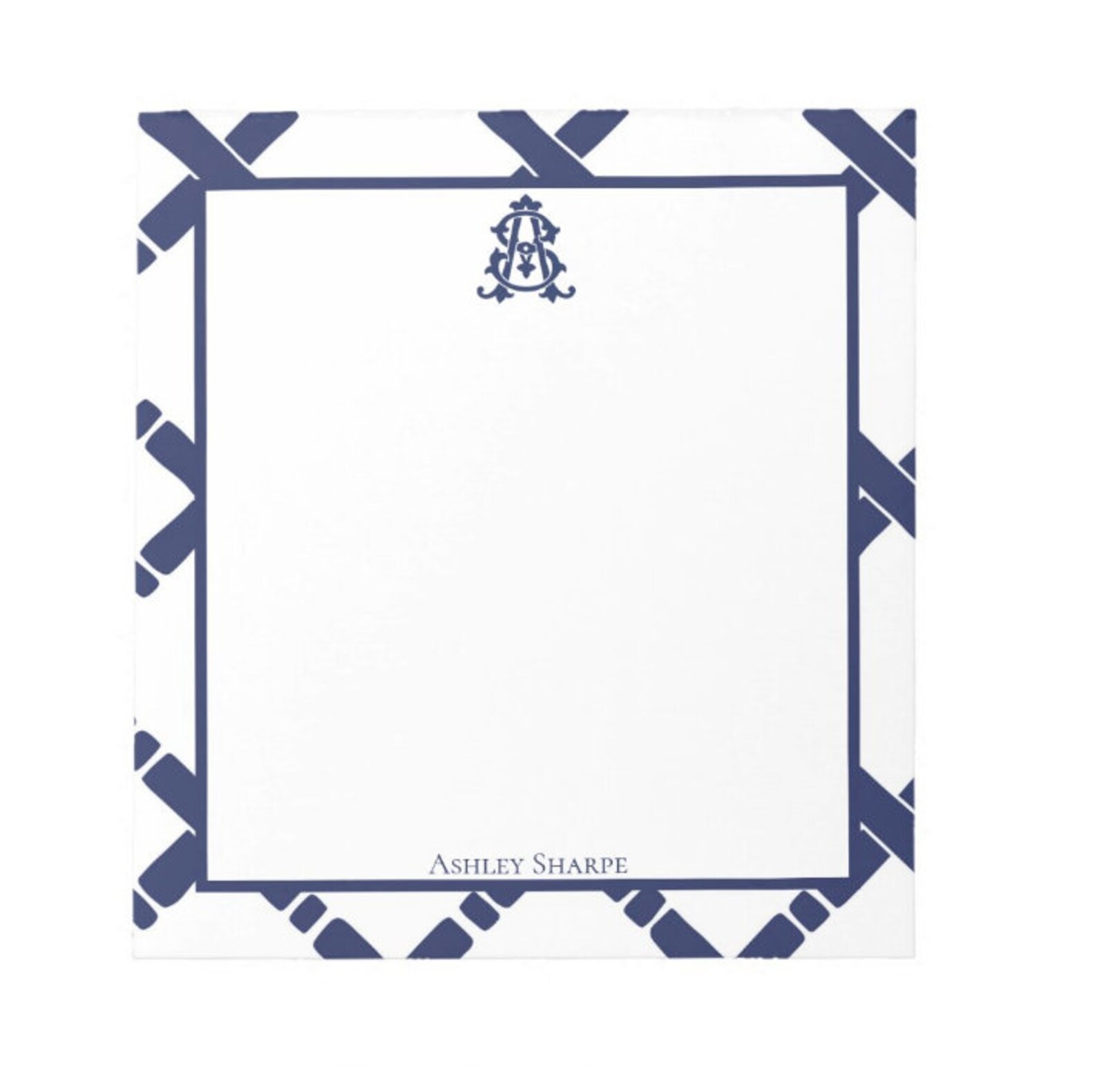 Navy Blue Bamboo Note Pad Monogram Sticky Notes Custom Two | Etsy