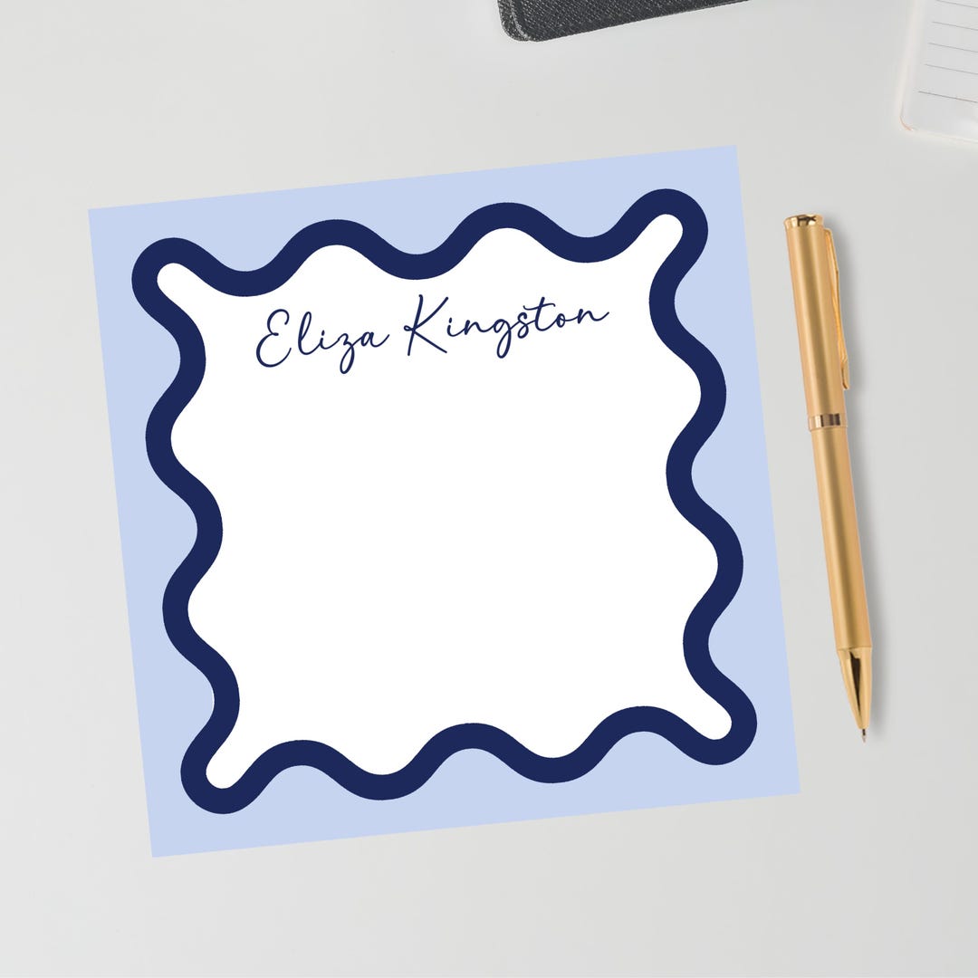 Custom Color Wavy Border Notepad, Personalized Square Color Pop Notepad ...