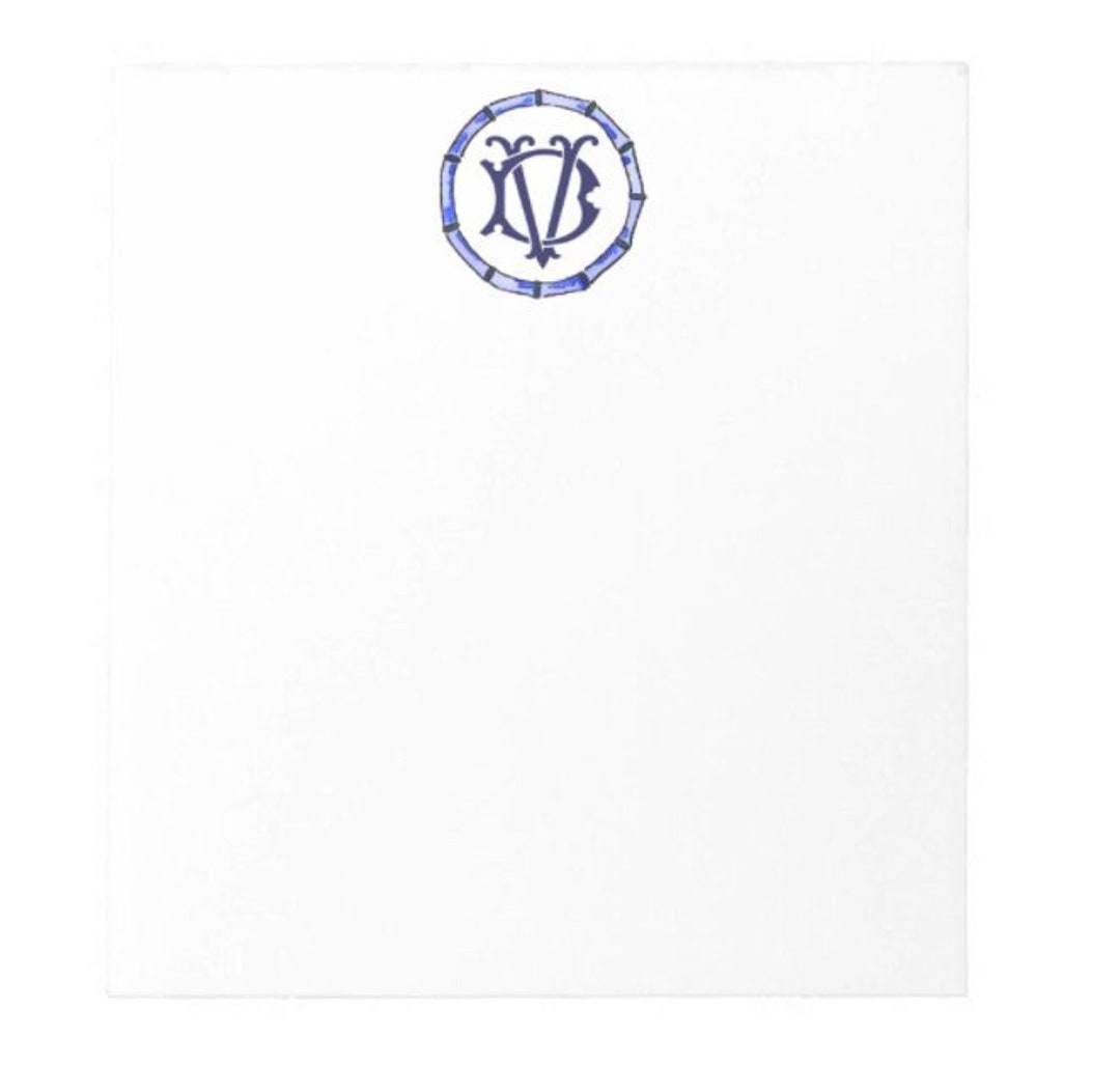 Bamboo Monogram Note Pad, Double Letter Bamboo Monogram Note Pad ...