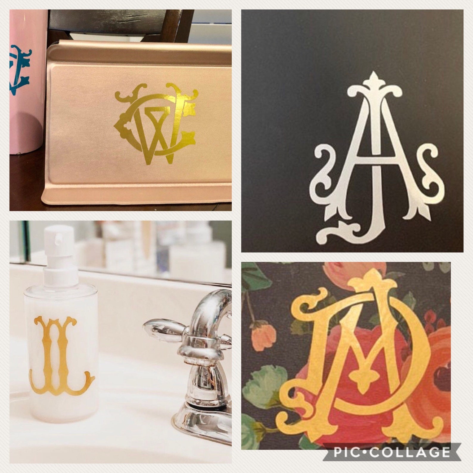 Two Letter Monogram Sticker, Couples Monogram, Custom Double Initials ...