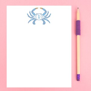 Monogram Crab Note Pad, Custom Color Personalized Post It, Custom Beach ...