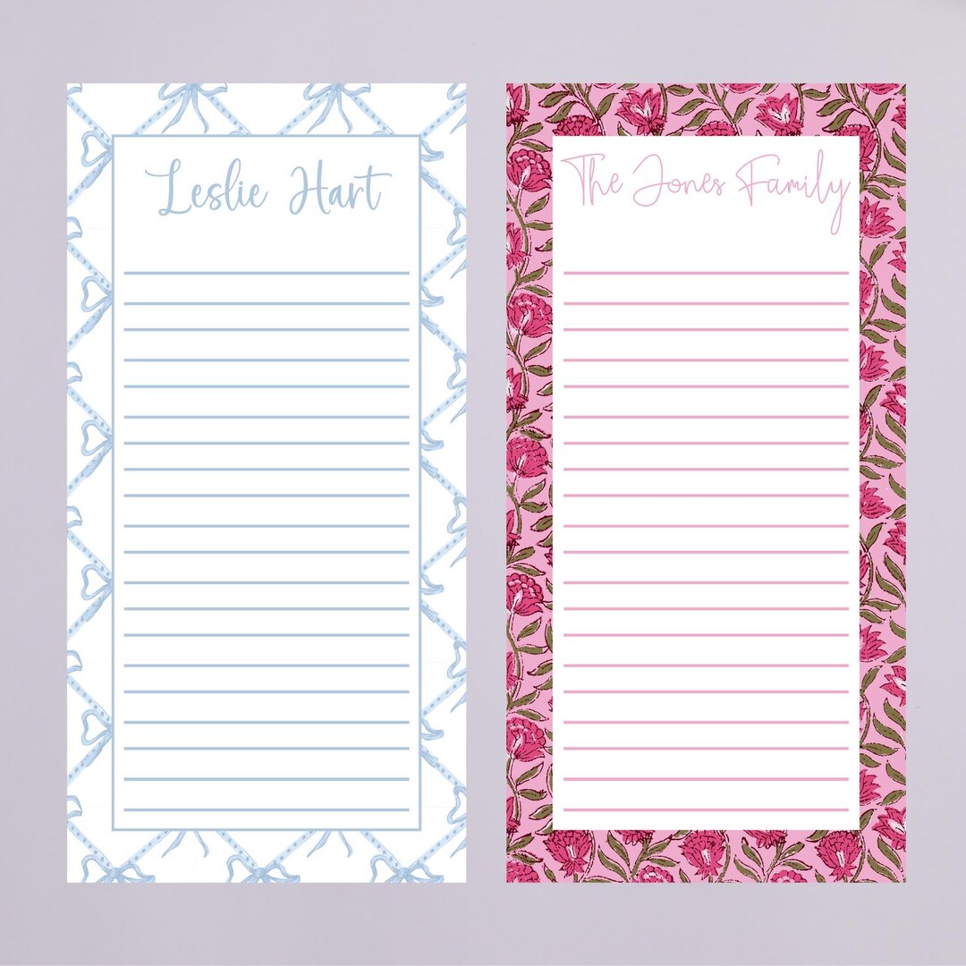 Personalized Magnetic Note Pad, Choose Pattern & Font Custom Monogram ...
