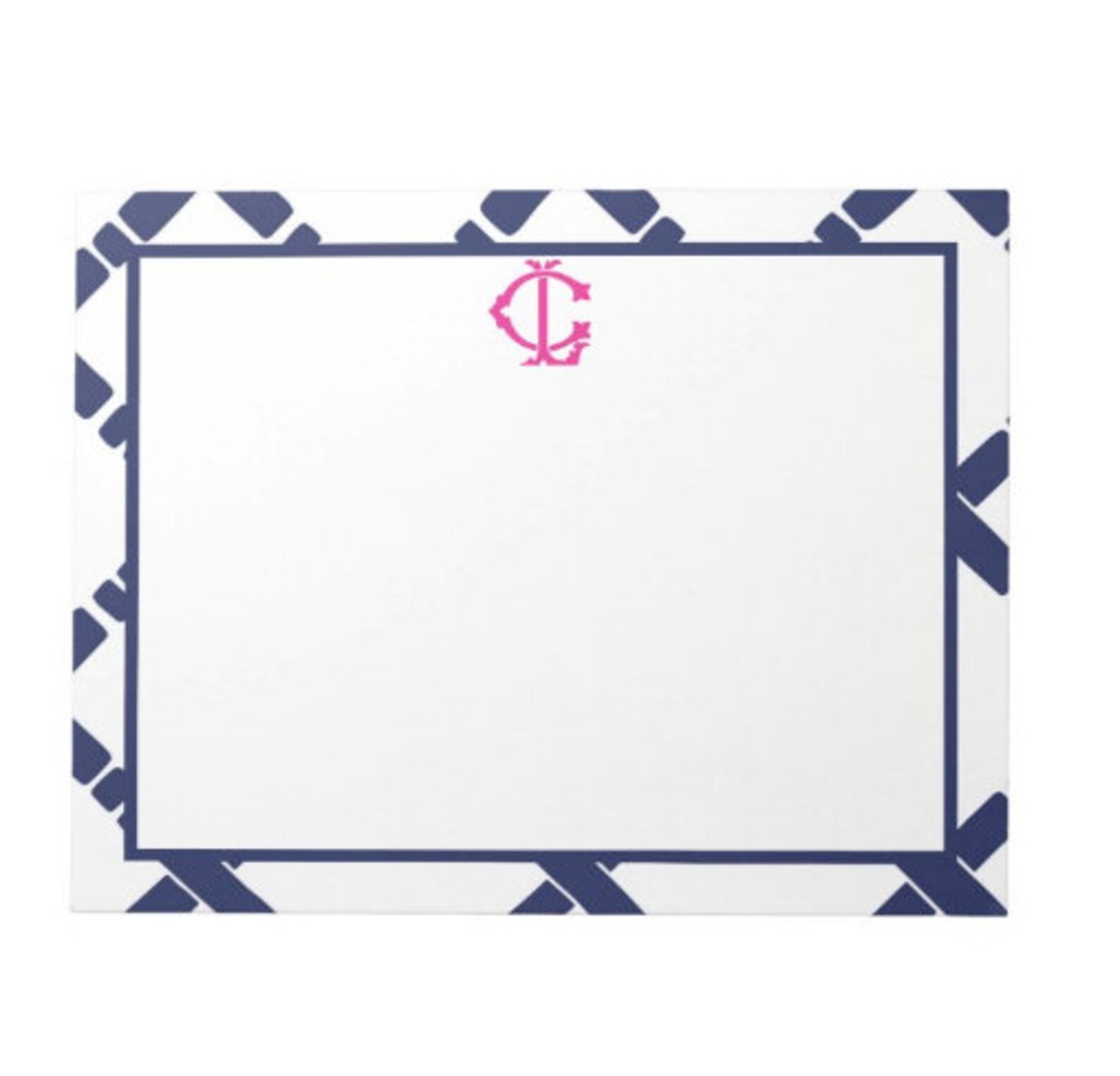 Navy Blue Bamboo Note Pad Monogram Sticky Notes Custom Two | Etsy