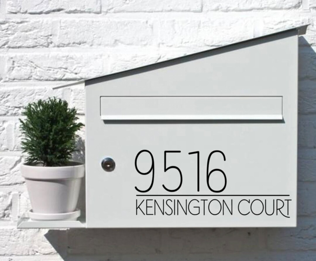 Custom Mailbox Number With Street Address Name Decal, Modern Address ...