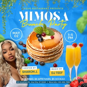 Brunch, Mimosas, Digital Flyer, Edible Flyer, Brunch Template, Clip ...