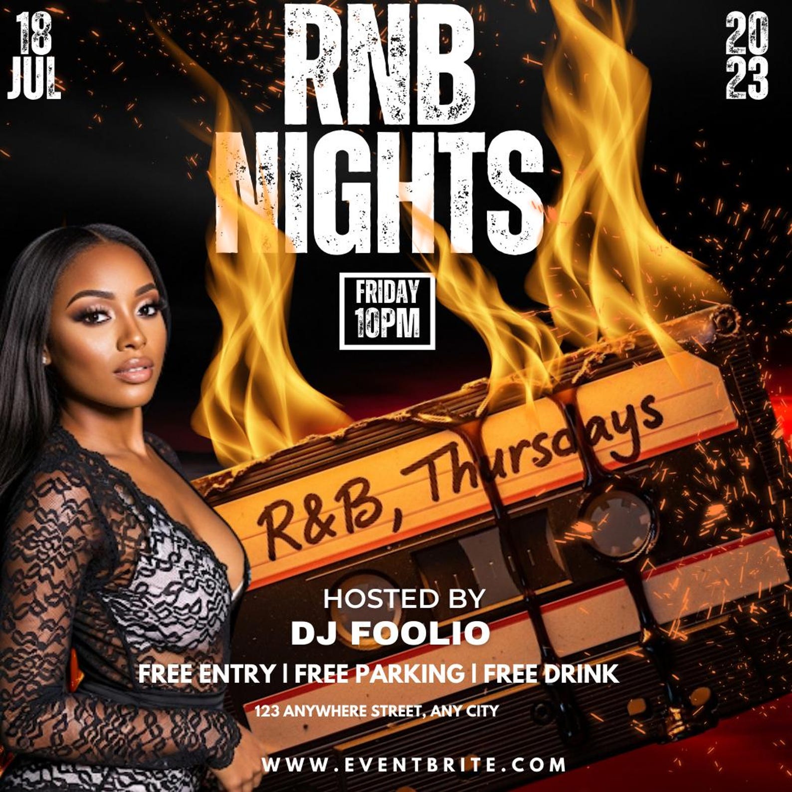 Rnb Club Flyer Template: DIY Party Invitation (canva Editable, Digital ...