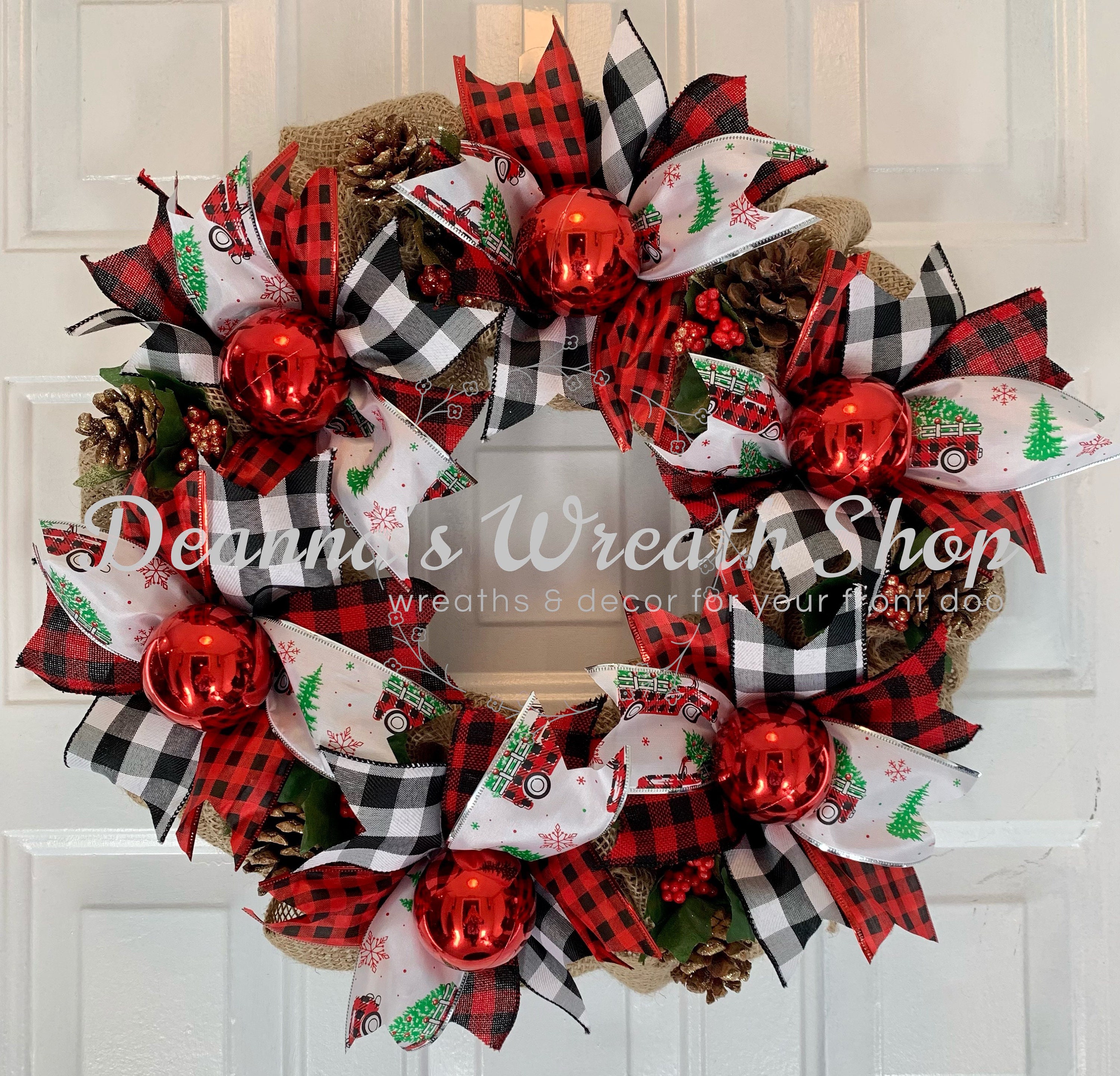 Classic Christmas Ribbon Wreath - Etsy