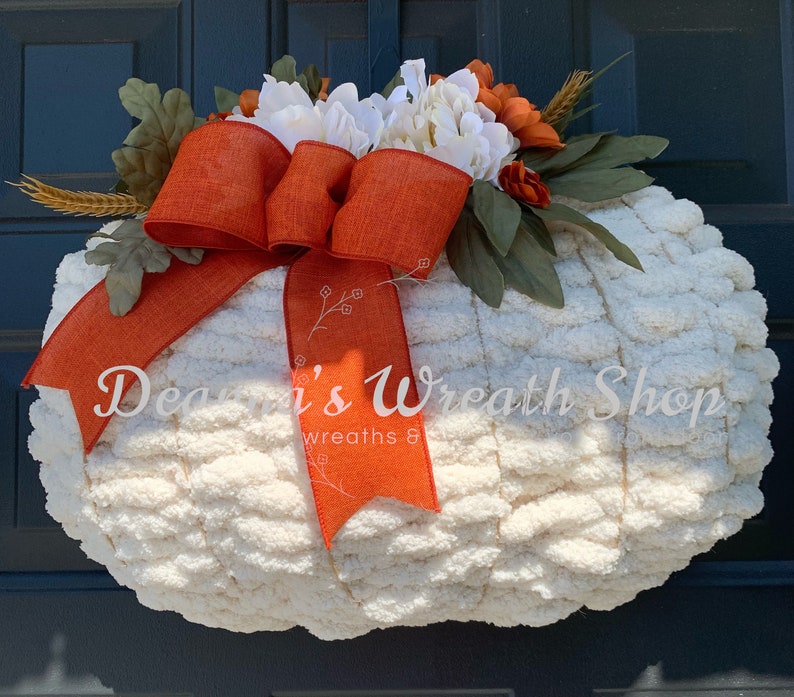 Ivory Chunky Knit Pumpkin Door Hanger - Etsy