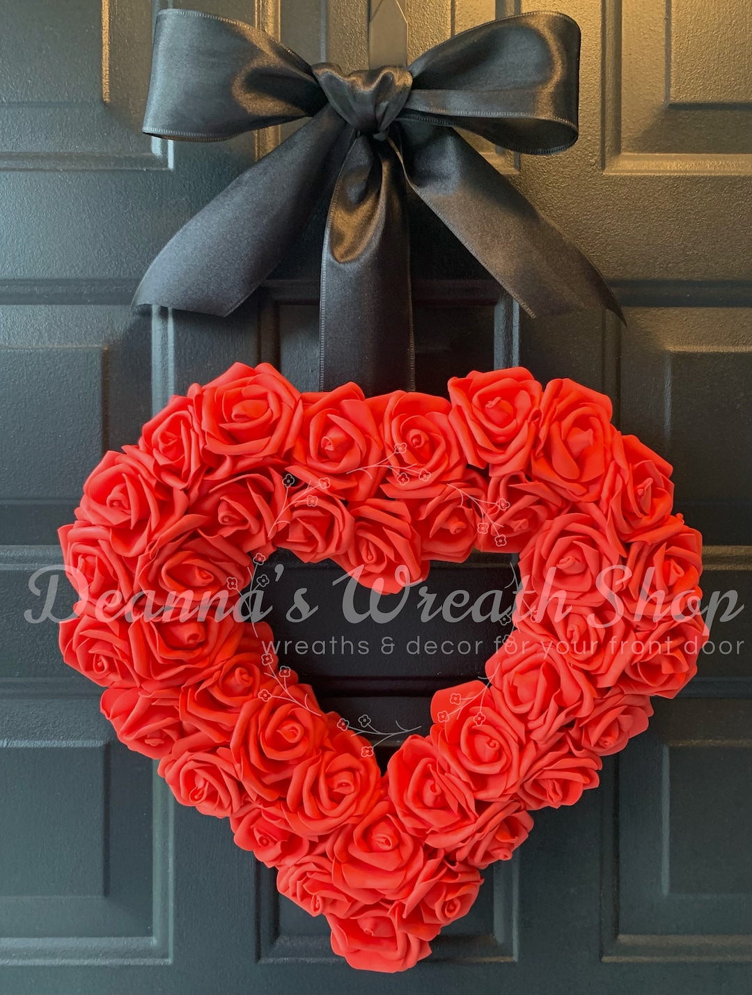 Valentine’s Day Red Heart Wreath | Red Heart Wreath | Red Rose Wreath ...