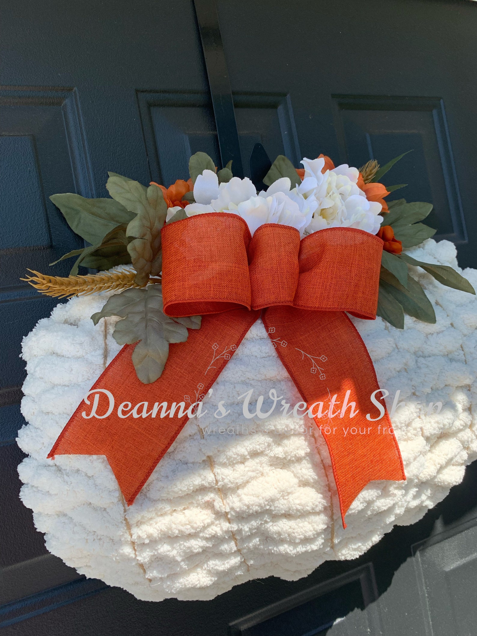 Ivory Chunky Knit Pumpkin Door Hanger - Etsy