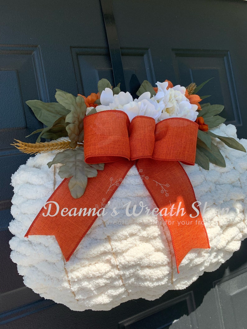 Ivory Chunky Knit Pumpkin Door Hanger - Etsy