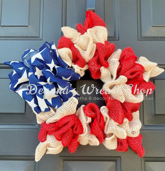 Burlap Wreath With Stars