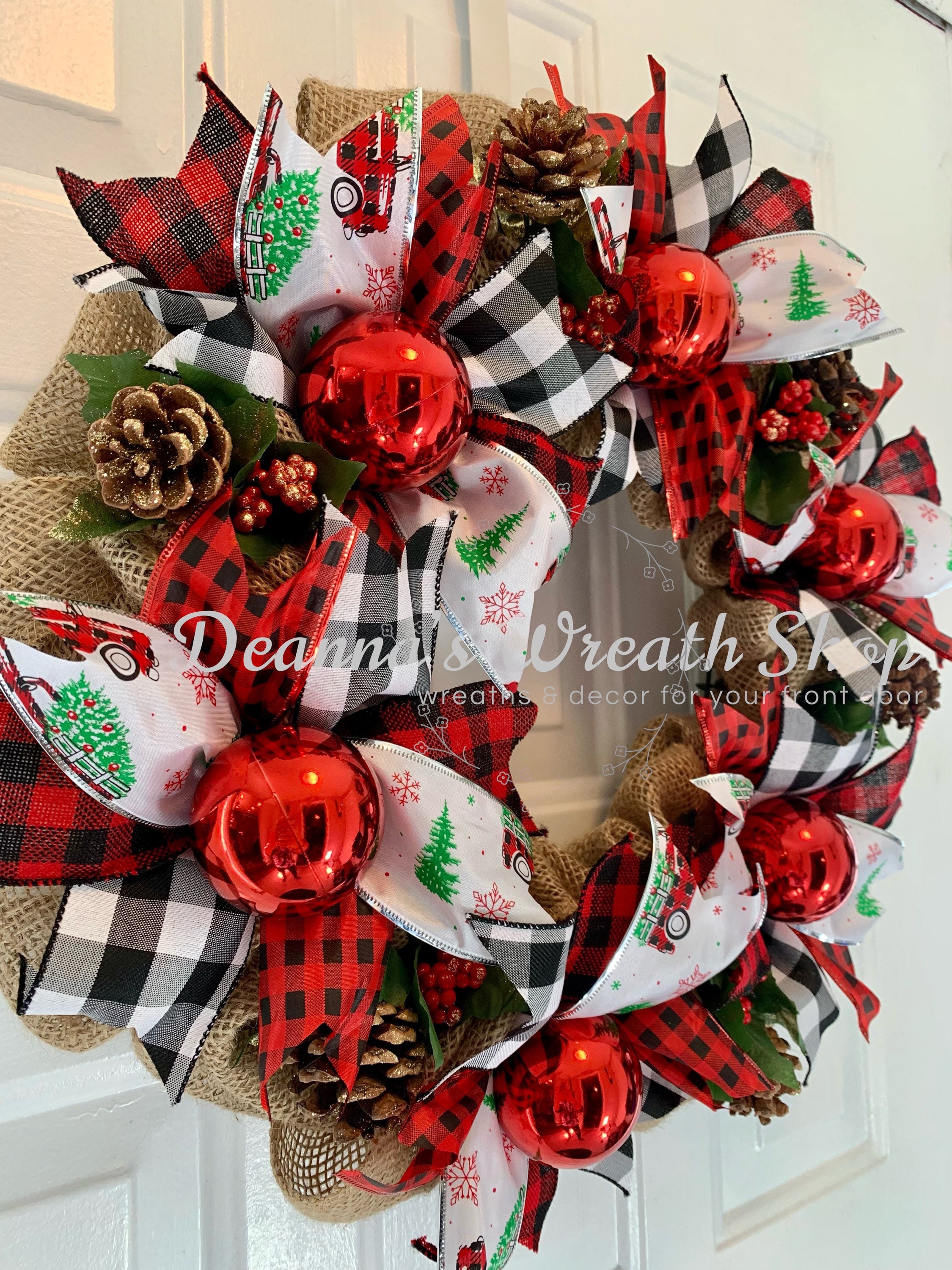 Classic Christmas Ribbon Wreath - Etsy