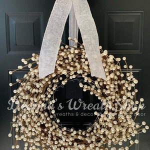 Cream White Berry Wreath | Year Round Wreath | Everyday Wreath ...