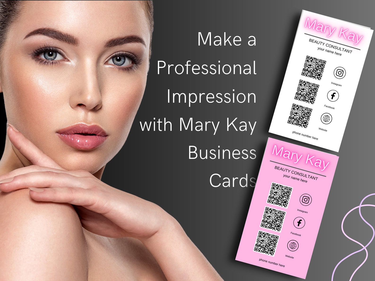 6 Mary Kay Business Cards, Canva Business Cards With Editable QR Codes, Beauty Consultants ...