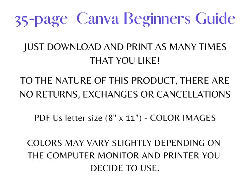 Canva Guide, Step-by-step Guide for Beginners, Instant Download Tutorial, Free Canva Version ...