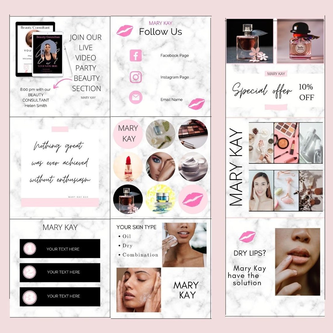 30 Mary Kay Beauty Consultant Social Media Canva Template, Editable ...