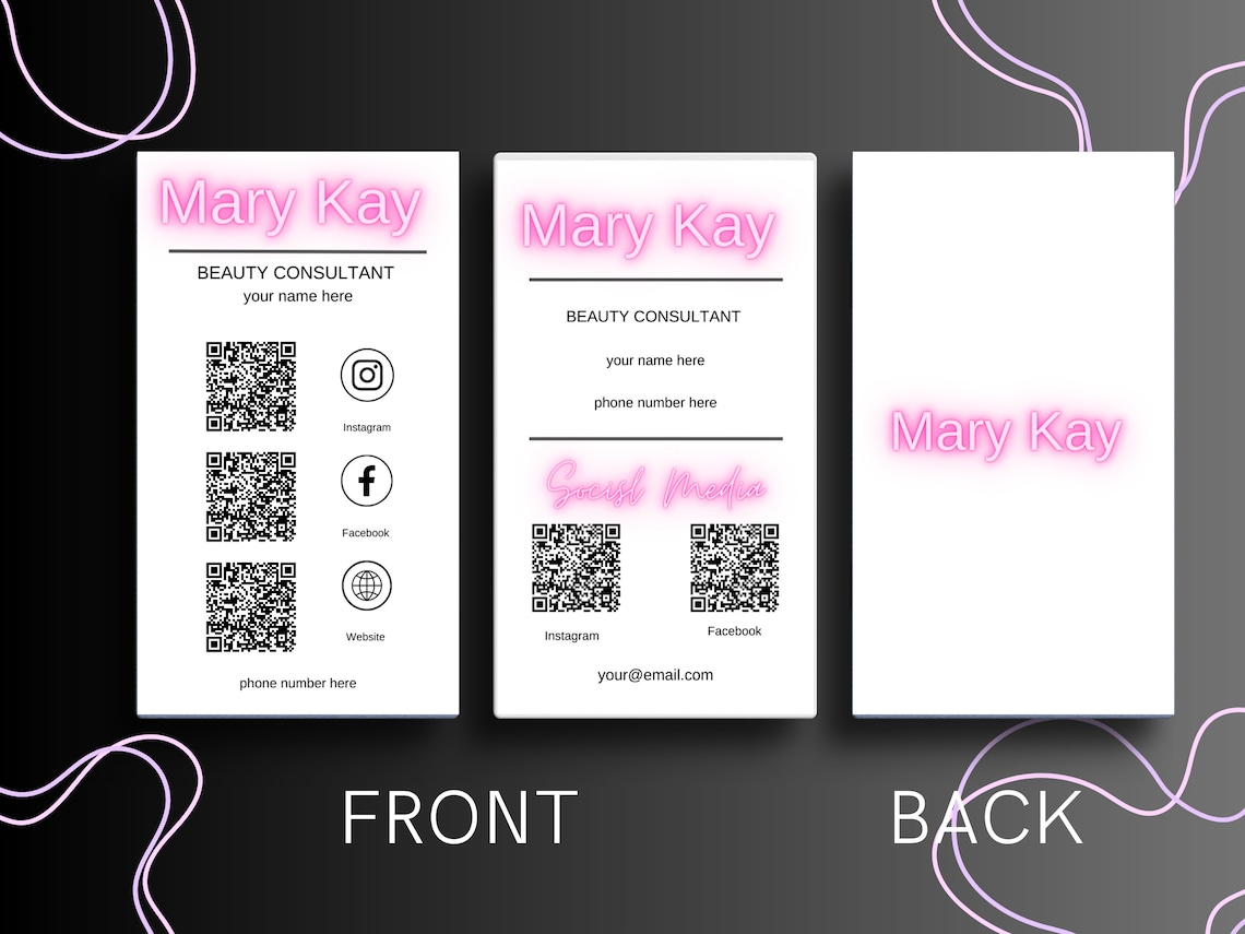 Mary Kay Business Cards, QR Code, Beauty Consultant (canva Editable) - Etsy