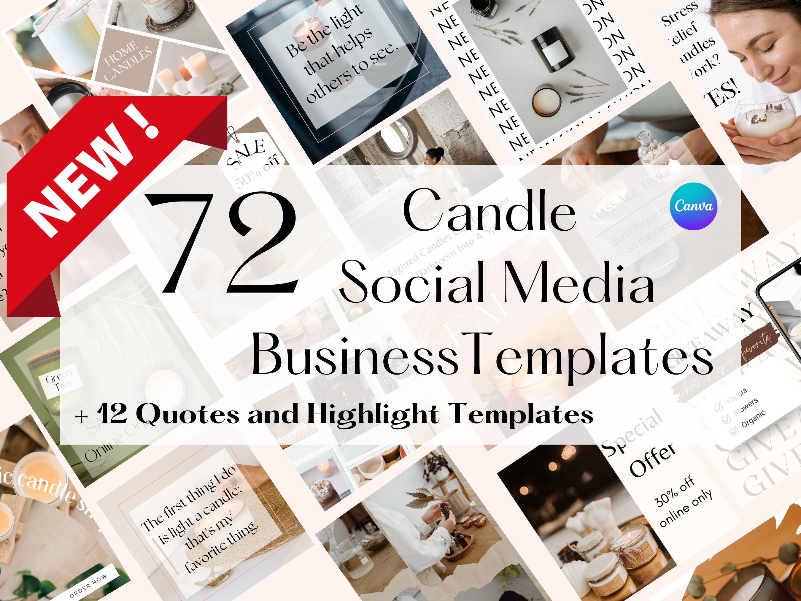 72 Candle Business Canva Templates, Instagram Social Media Template ...