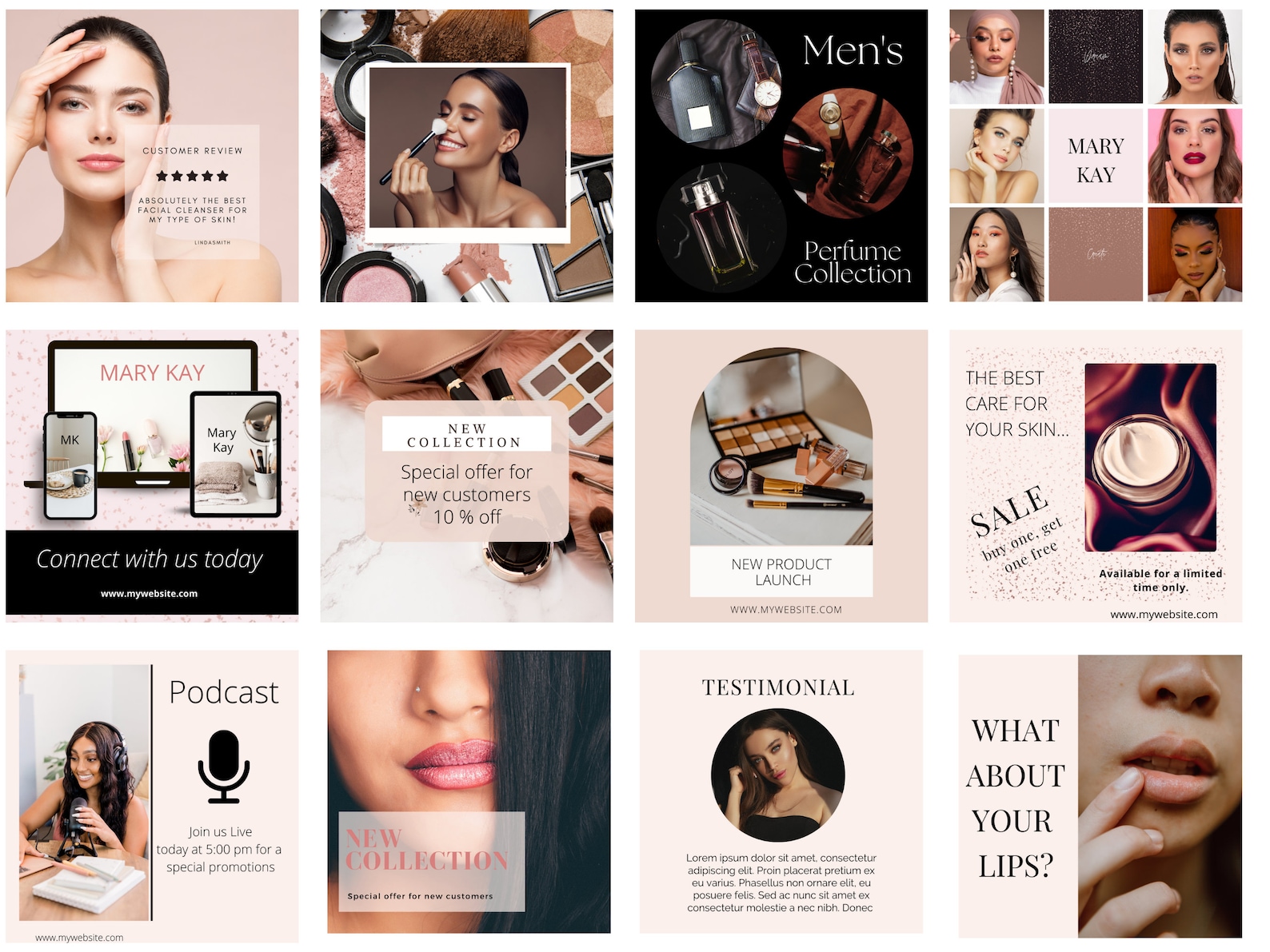 55 Mary Kay Social Media Templates Canva | Beauty Consultant Instagram ...