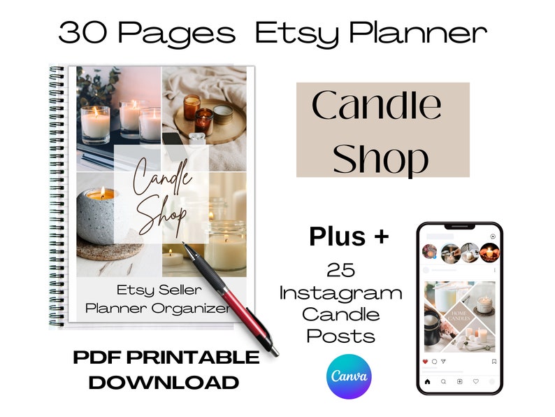 Etsy Candle Business Shop Planner / Organizer PDF Printable for Etsy ...