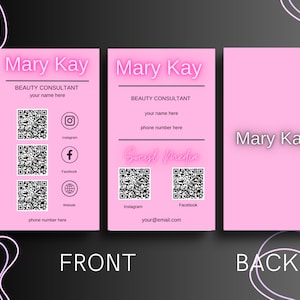 Mary Kay Business Cards, QR Code, Beauty Consultant (canva Editable) - Etsy