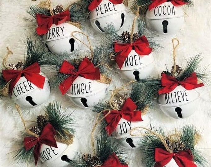 White Bell Ornament Christmas Name Bell Christmas Ornament Farmhouse ...
