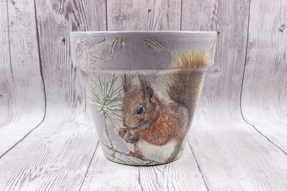 Pot Planter Handmade Animal Plant Pot Squirrel Flower Pot | Etsy