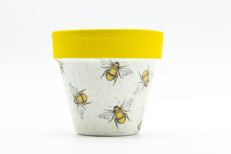 Bee Planter, Clay Plant Pot. Bumble Bee Pots, Yellow Garden Flower Pots ...