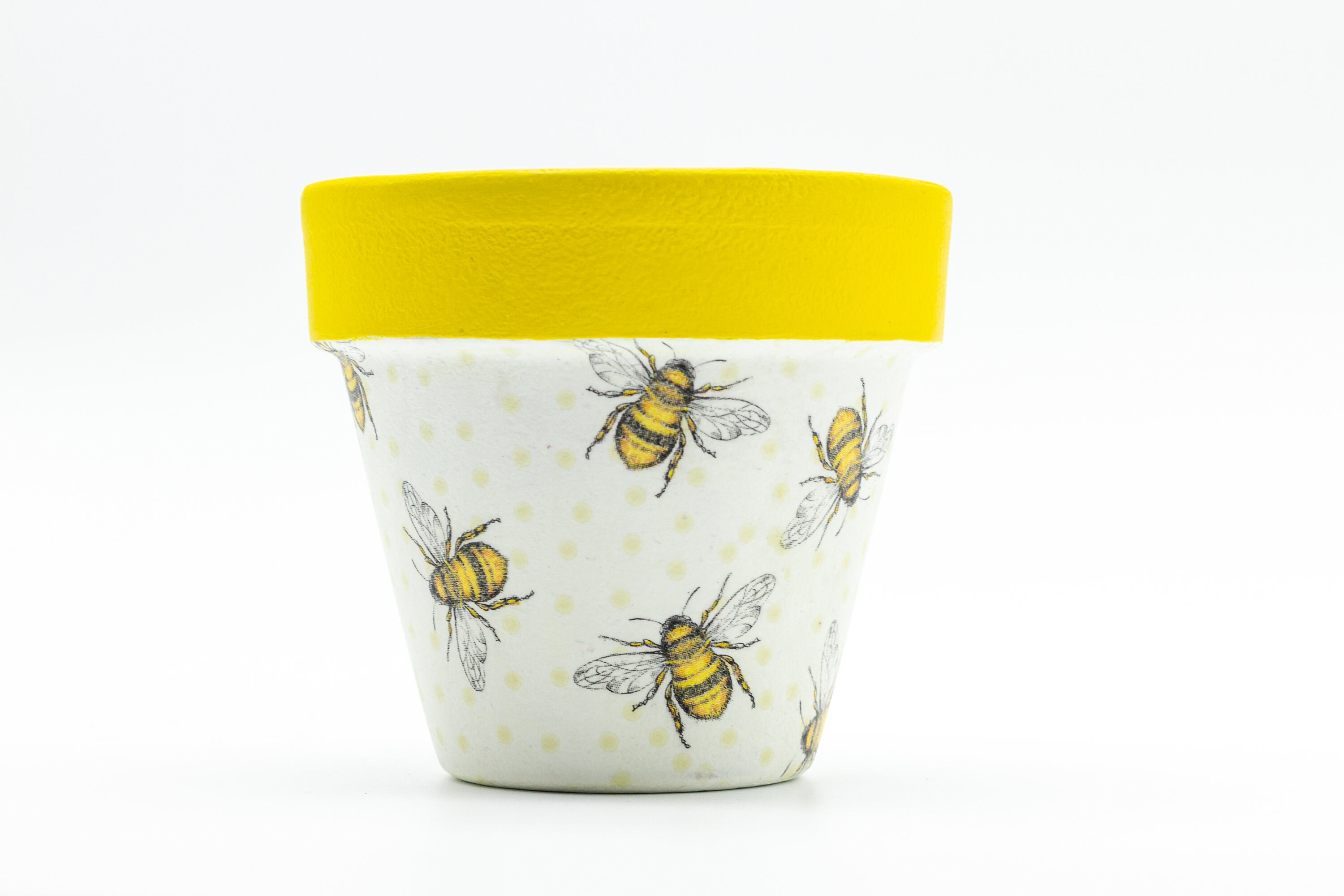 Bee Planter, Clay Plant Pot. Bumble Bee Pots, Yellow Garden Flower Pots ...