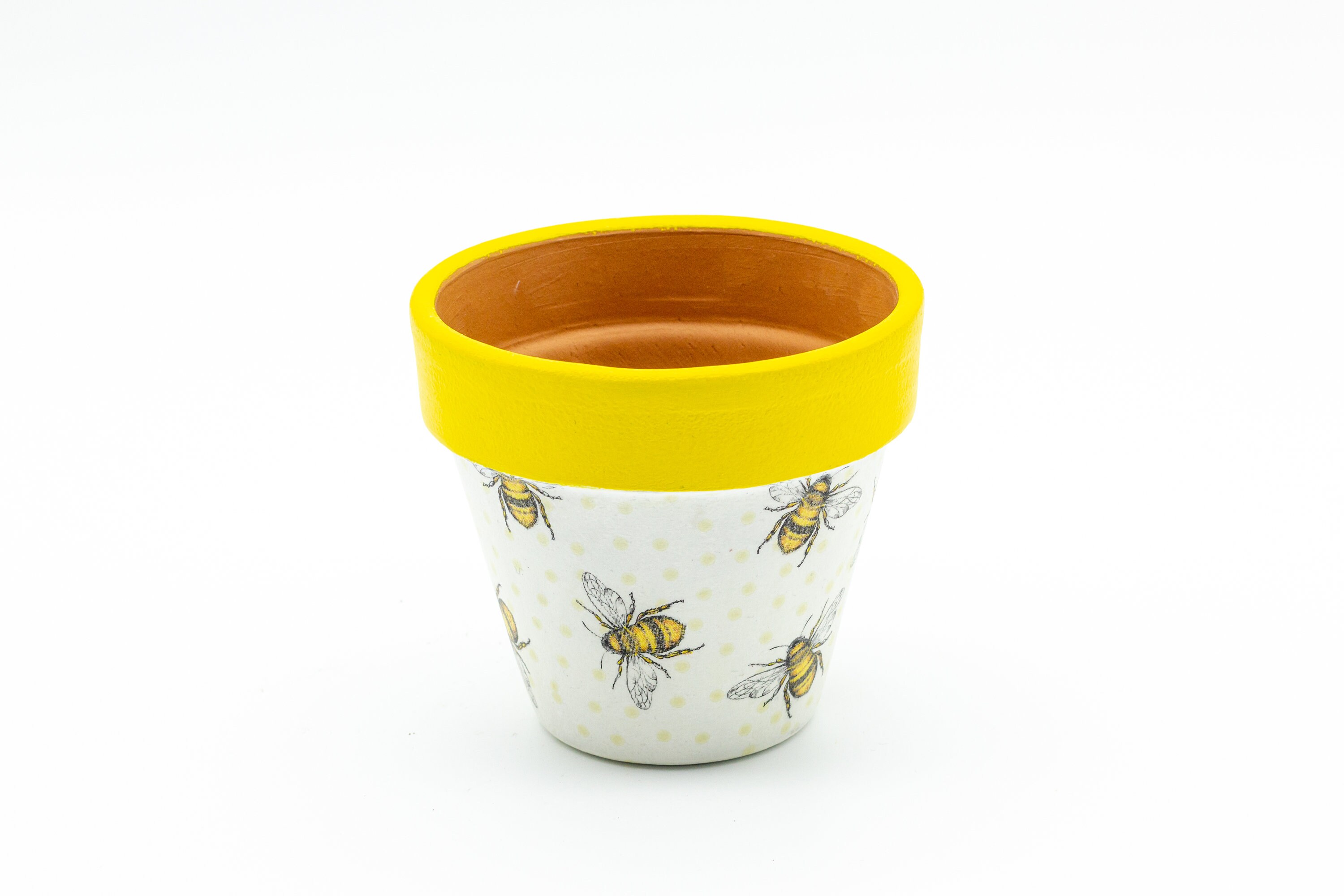 Bee Planter, Clay Plant Pot. Bumble Bee Pots, Yellow Garden Flower Pots ...