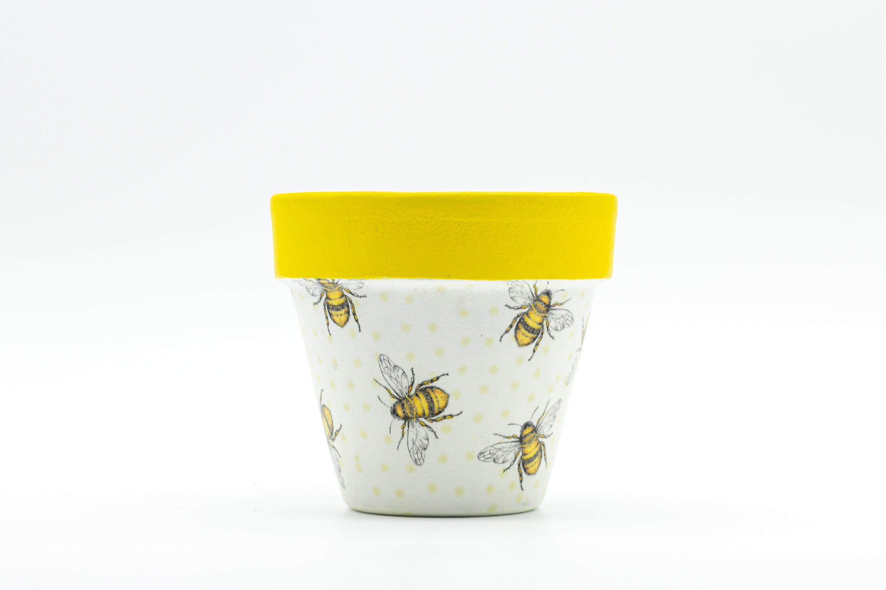 Bee Planter, Clay Plant Pot. Bumble Bee Pots, Yellow Garden Flower Pots ...