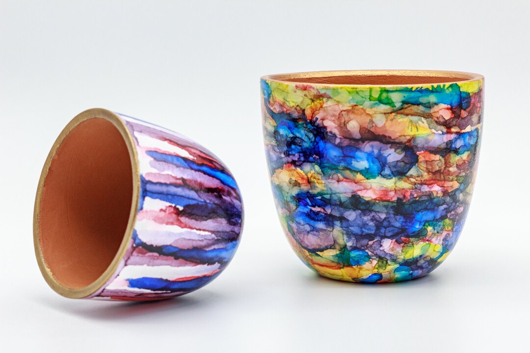 Pot Planter | Handmade Abstract Plant Pot | Colorful Flower Pot ...