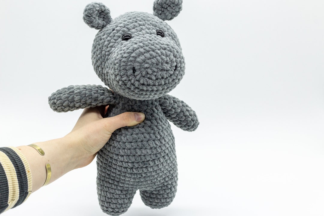 Hippo Plushie Toy, Handmade Hippopotamus Zoo Animal Stuffed Toy ...