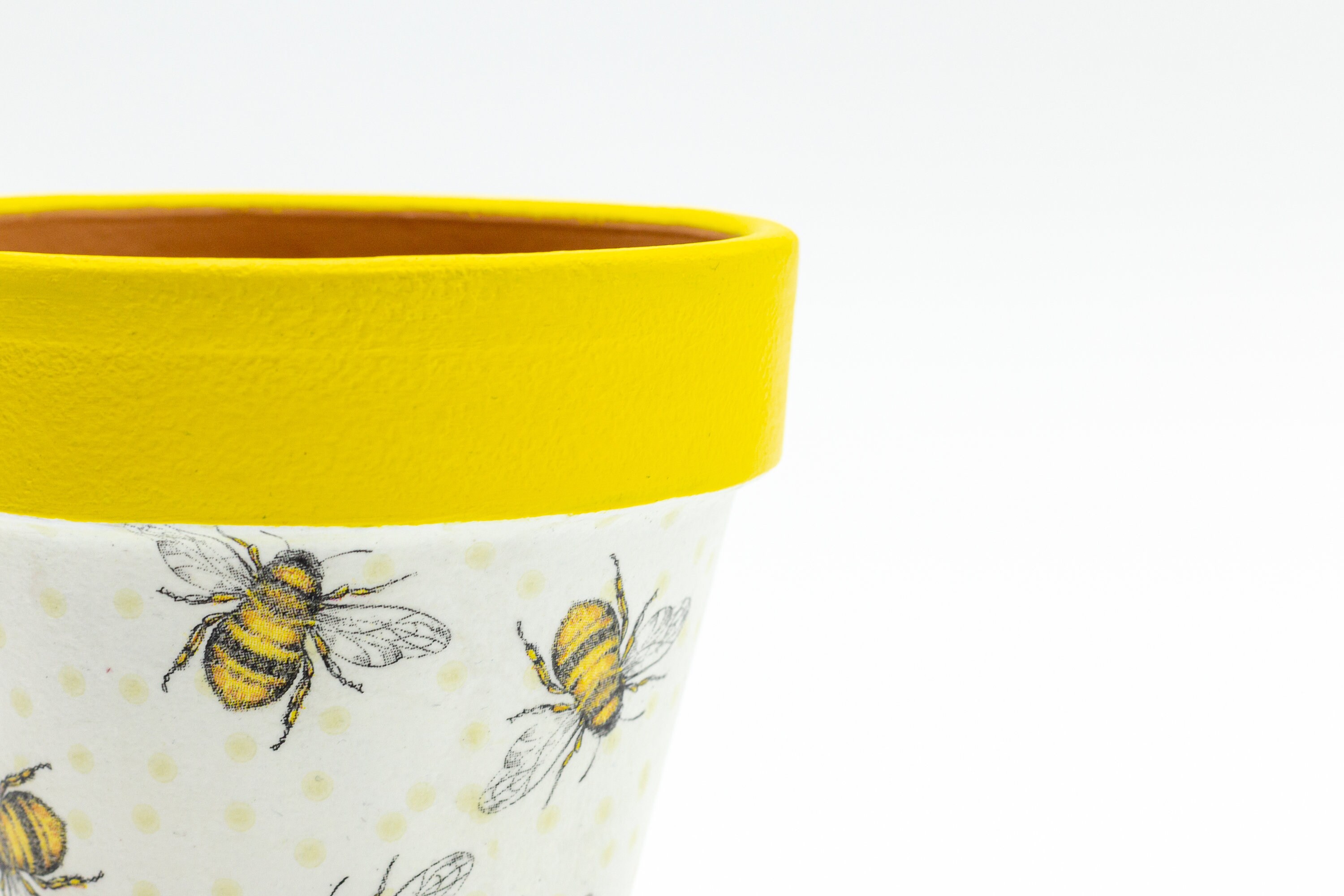 Bee Planter, Clay Plant Pot. Bumble Bee Pots, Yellow Garden Flower Pots ...