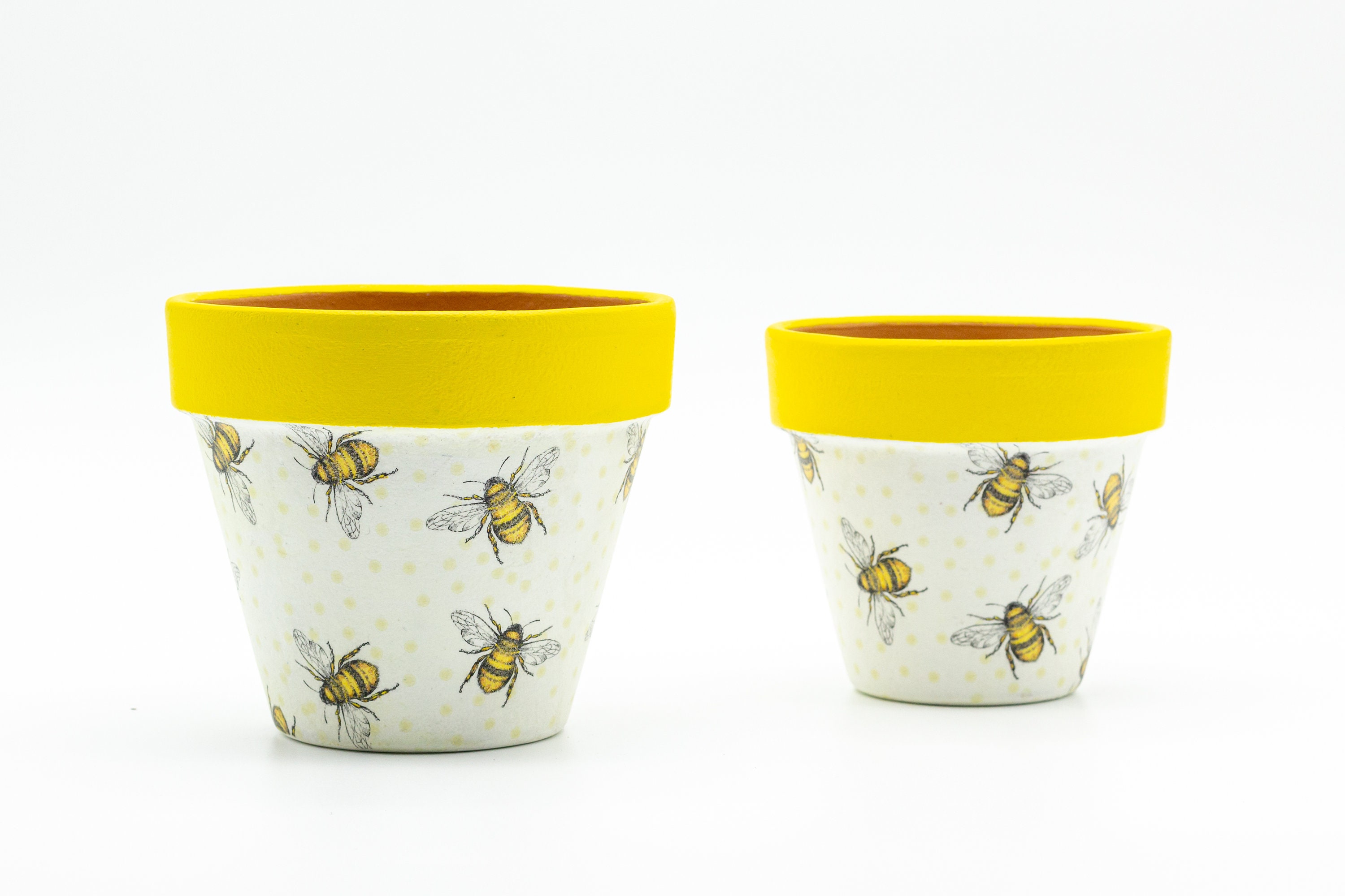 Bee Planter, Clay Plant Pot. Bumble Bee Pots, Yellow Garden Flower Pots ...