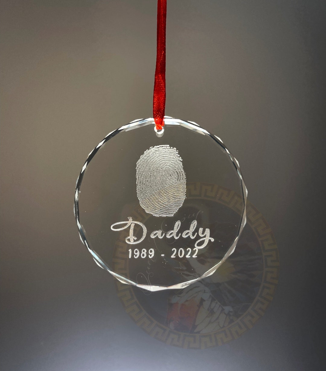 Personalized Crystal Memorial Ornament: Engraved Fingerprint Sympathy ...