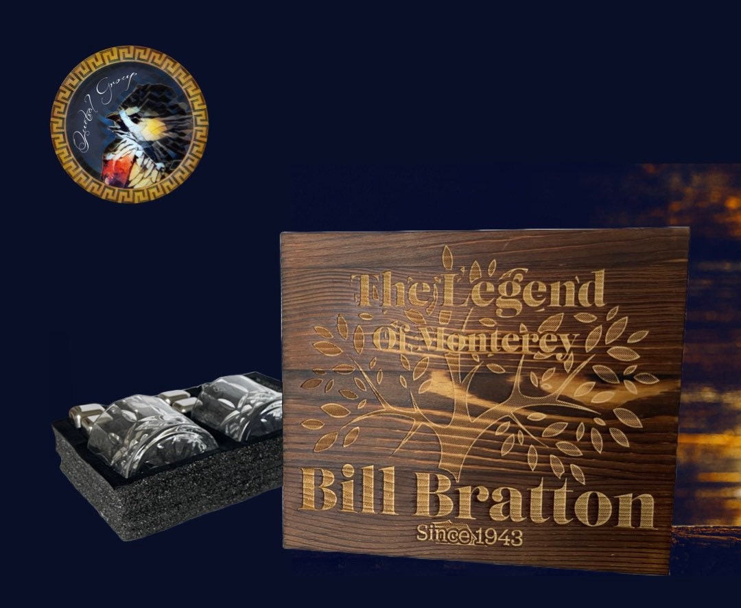 Custom Whiskey Box Set, Glasses, Wooden Engraved Whisky Box, Stones - Etsy