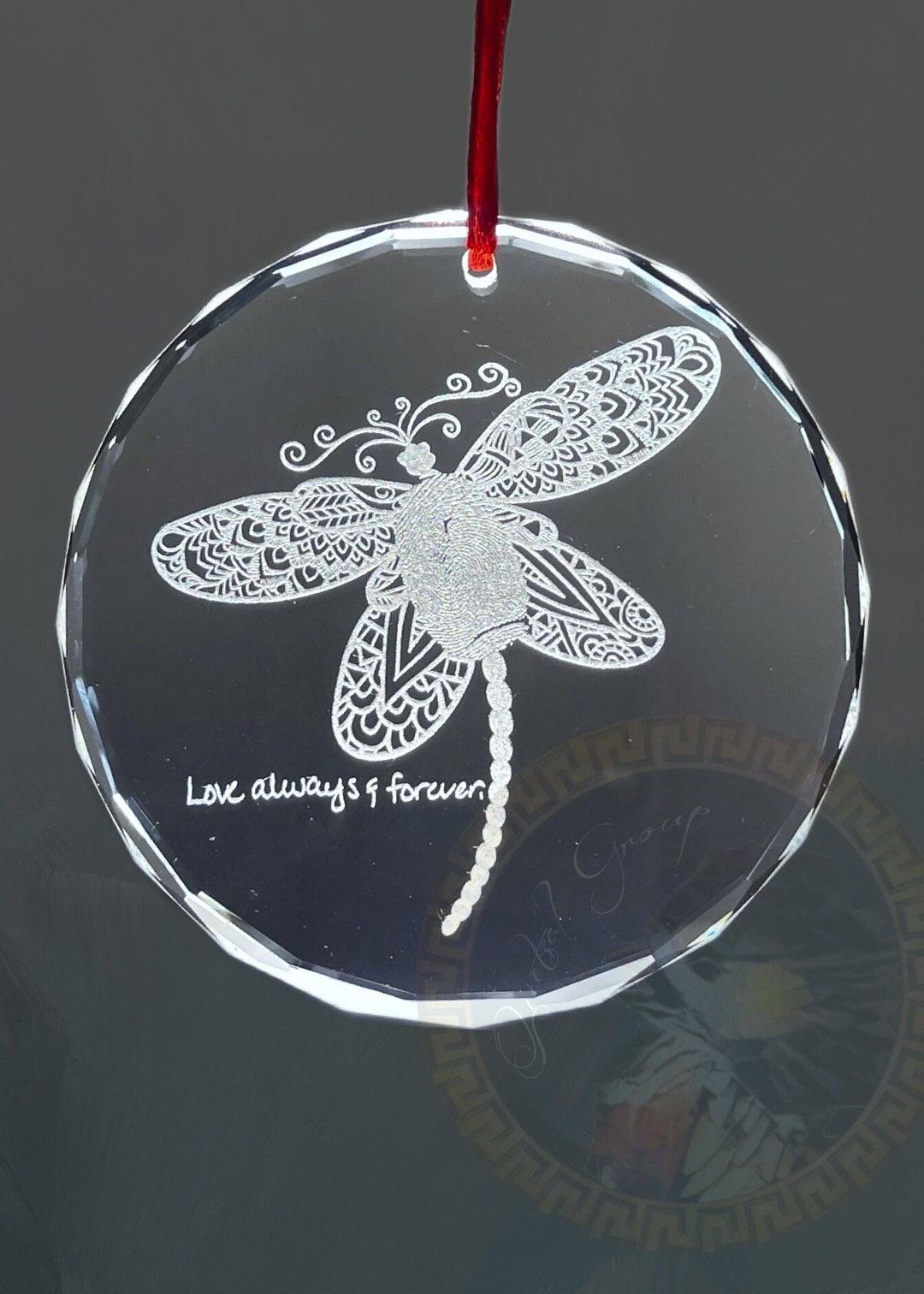 Symphathy Fingerprint Engraved Memorial Ornament, Custom Holiday ...