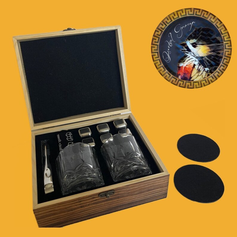 Custom Whiskey Box Set Glasses Wooden Engraved Whisky Box - Etsy