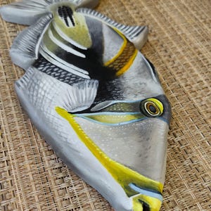 Lagoon Triggerfish - Wooden Wall Art, Handmade Painted Fish on Wood ...