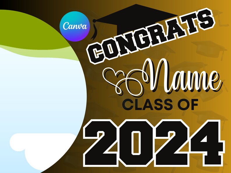Graduation Yard Sign Template, Canva Graduation Template, Editable ...