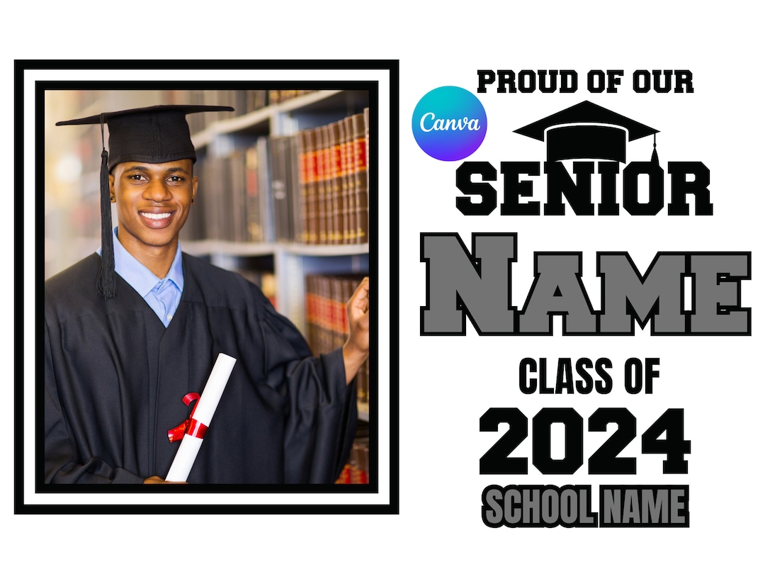 Graduation Yard Sign Template, Canva Graduation Template, Editable ...