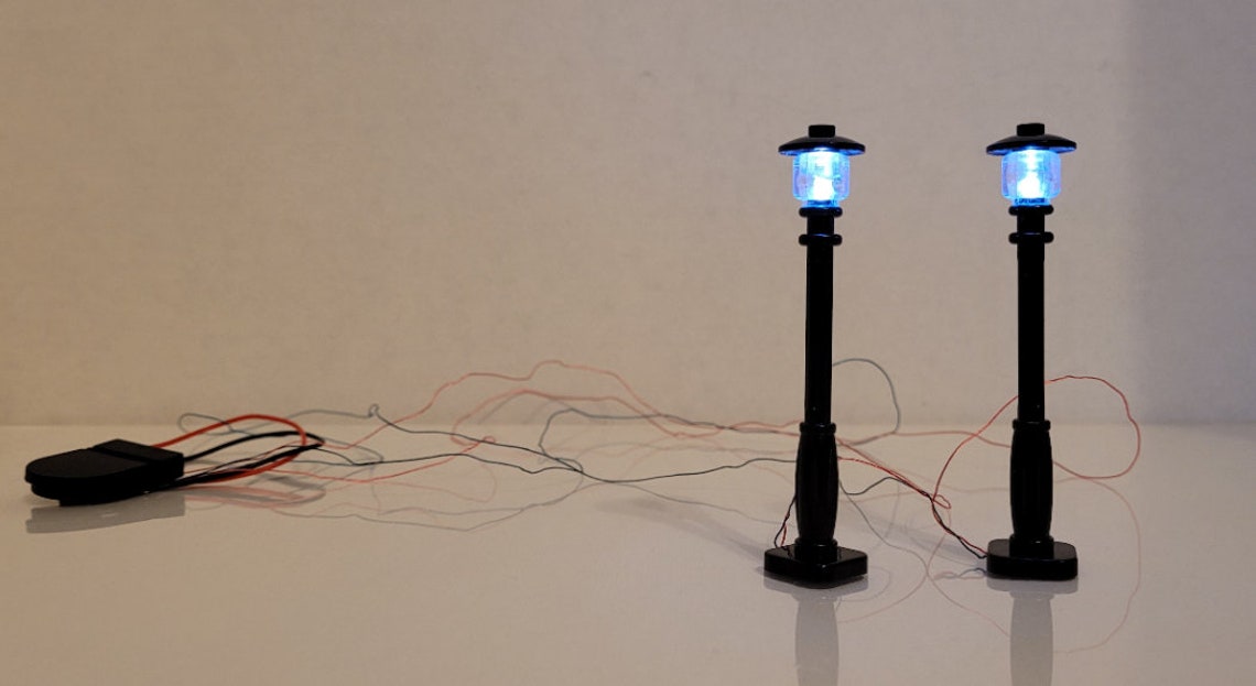 Battery Operated Black Miniature LED Lamp Post Lantern | Etsy