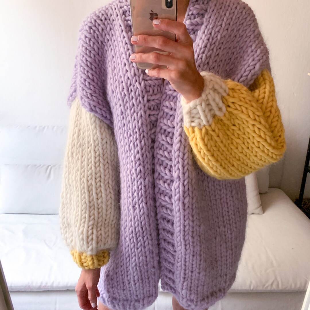 Oversized Pastel Cardigan - Chunky Cardigan, Oversized Cardigan, 100% ...