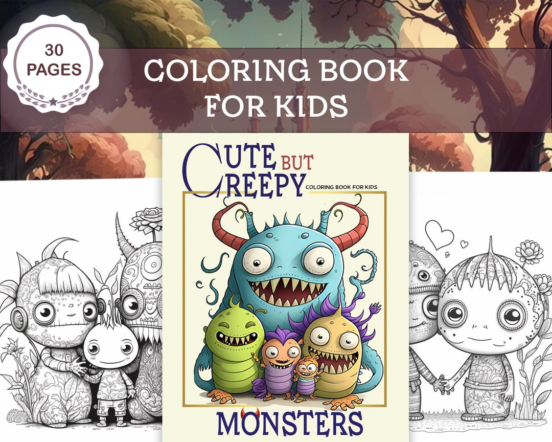 Cute but Creepy Monsters Coloring Pages 30 Friendly Monster to Color - Etsy