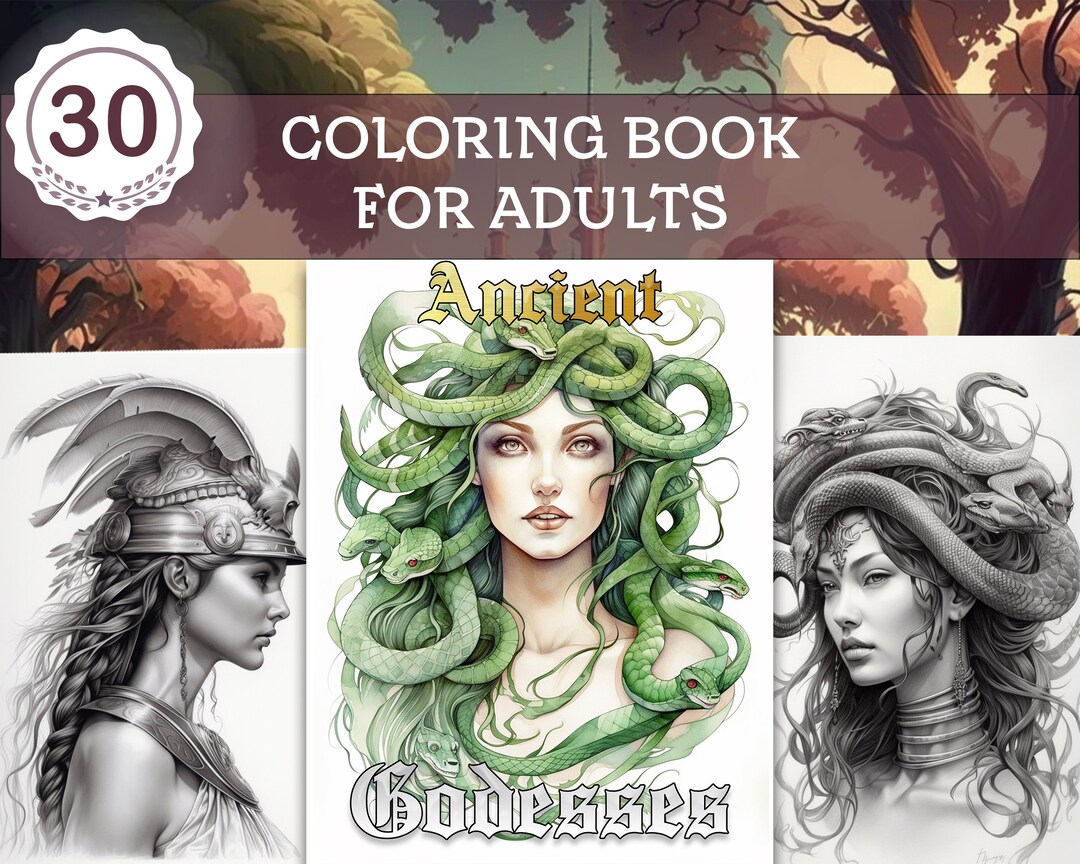 Ancient Godesses Portrait Coloring Book for Adults Volume 2 30 Fantasy ...