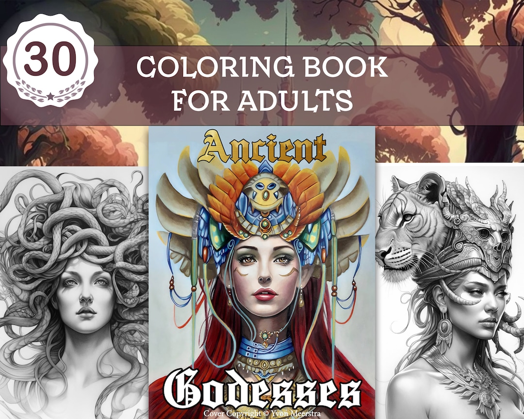 Ancient Goddesses Portrait Coloring Book for Adults 30 Fantasy ...
